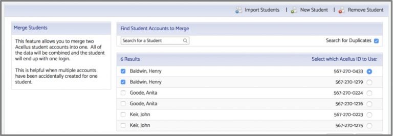 New Acellus Feature - Merge Multiple Student Accounts