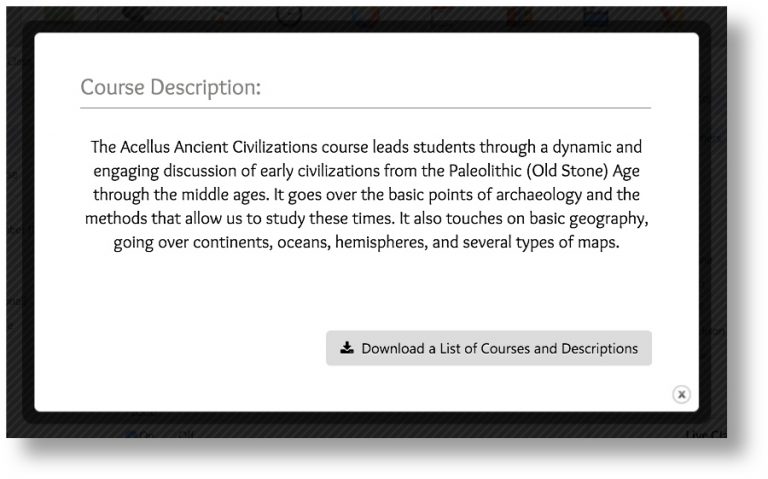 Acellus Course Description "Mouseover" replaced with Pop-Up